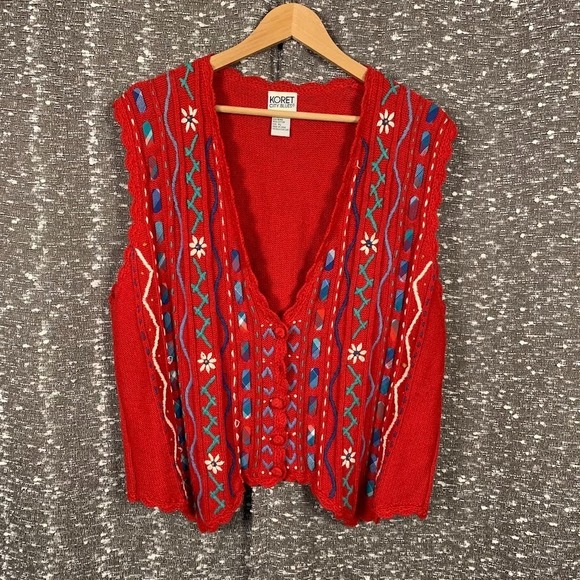 Koret | Sweaters | Vintage Koret City Blues Red Ribbon Knit Sweater ...